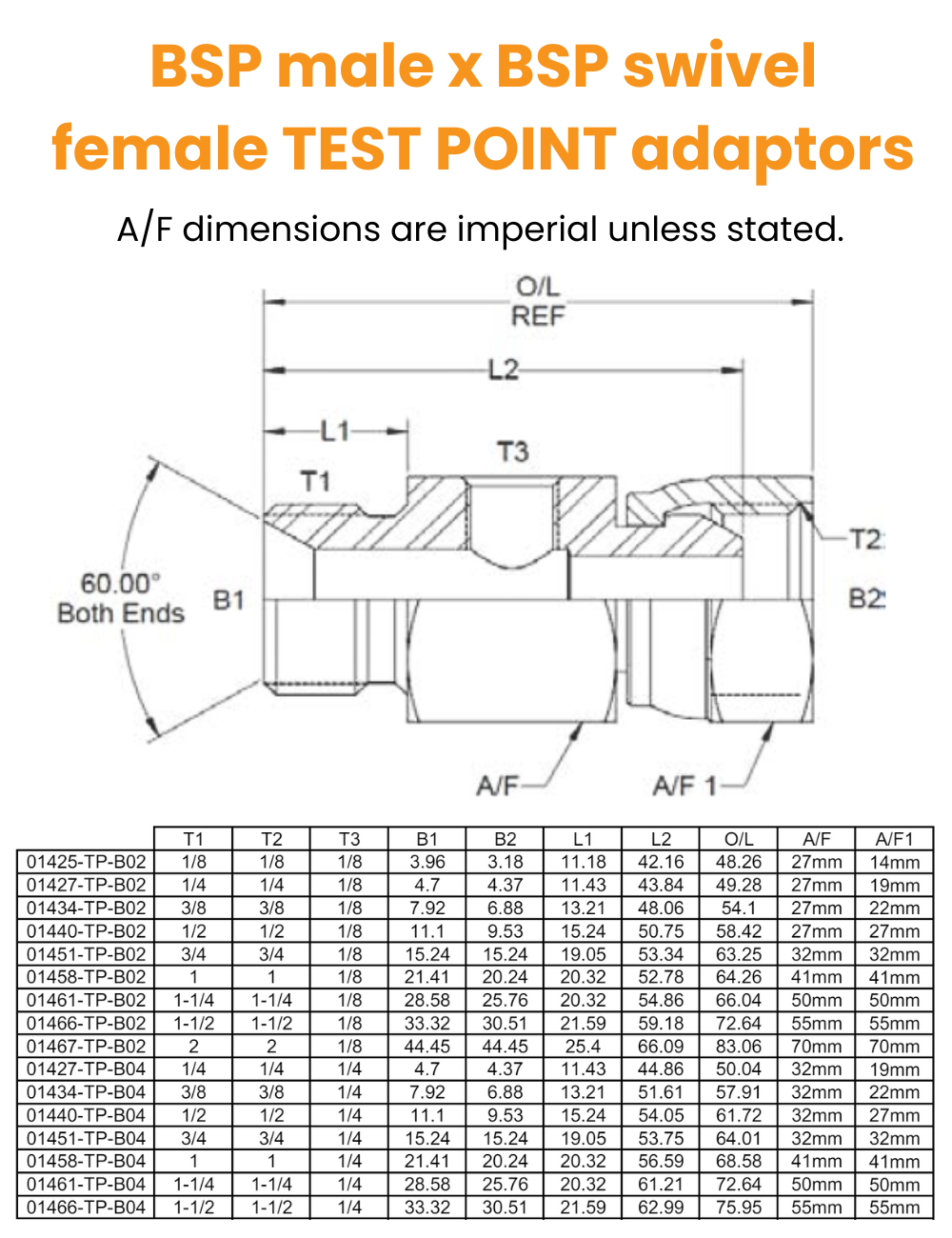 1/8 BSP M/F x 1/8 BSP Test Point Hydraulic Adaptor | Flowfit