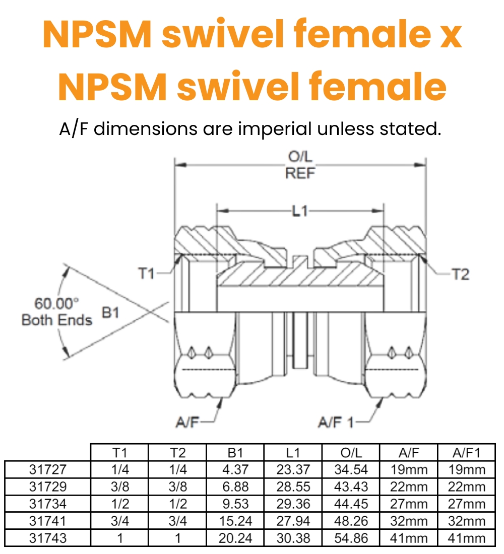 1/4 Npsm F/F Hydraulic Adaptor | Flowfit