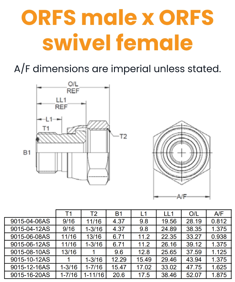 9/16 Orfs x 11/16 Orfs M/F Hydraulic Adaptor | Flowfit