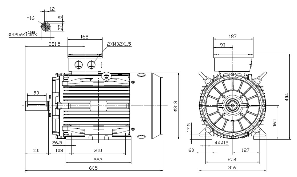 TEC Three Phase 400v Electric Motor, 15.0Kw 2 pole 3000rpm with foot ...
