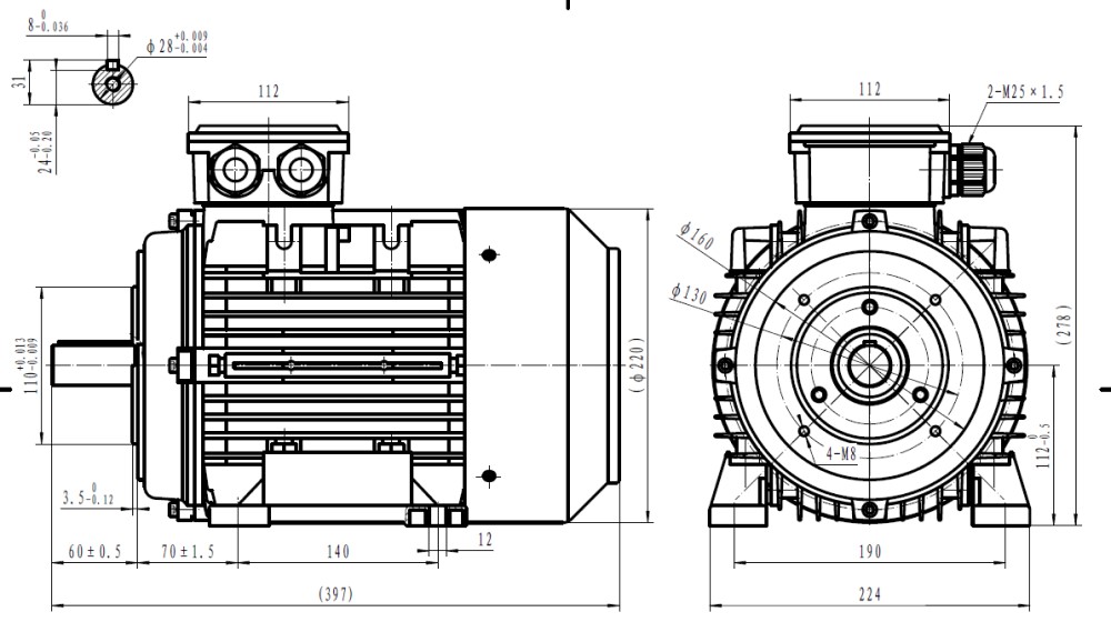 TEC Three Phase 400v Electric Motor, 5.5Kw , D112 Frame, 2 pole 2930rpm ...