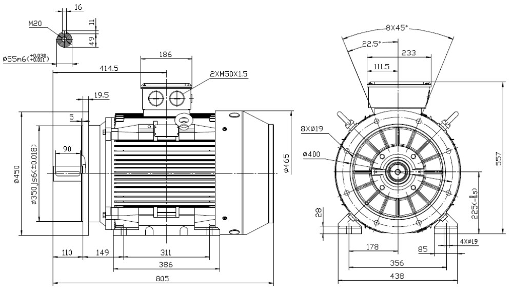 TEC Three Phase 400v Electric Motor, 37.0Kw 4 pole 1500rpm with flange ... TEC Three Phase 400v Electric Motor, 37.0Kw 4 pole 1500rpm with flange ...