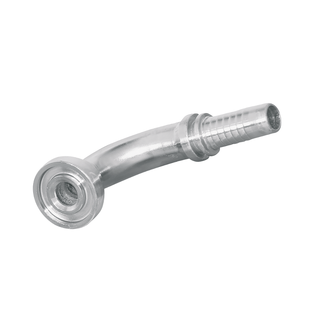 1" Flange x Hose Tail, 6000 PSI, 90° Swept Elbow, To Suit 3/4" Hose ...