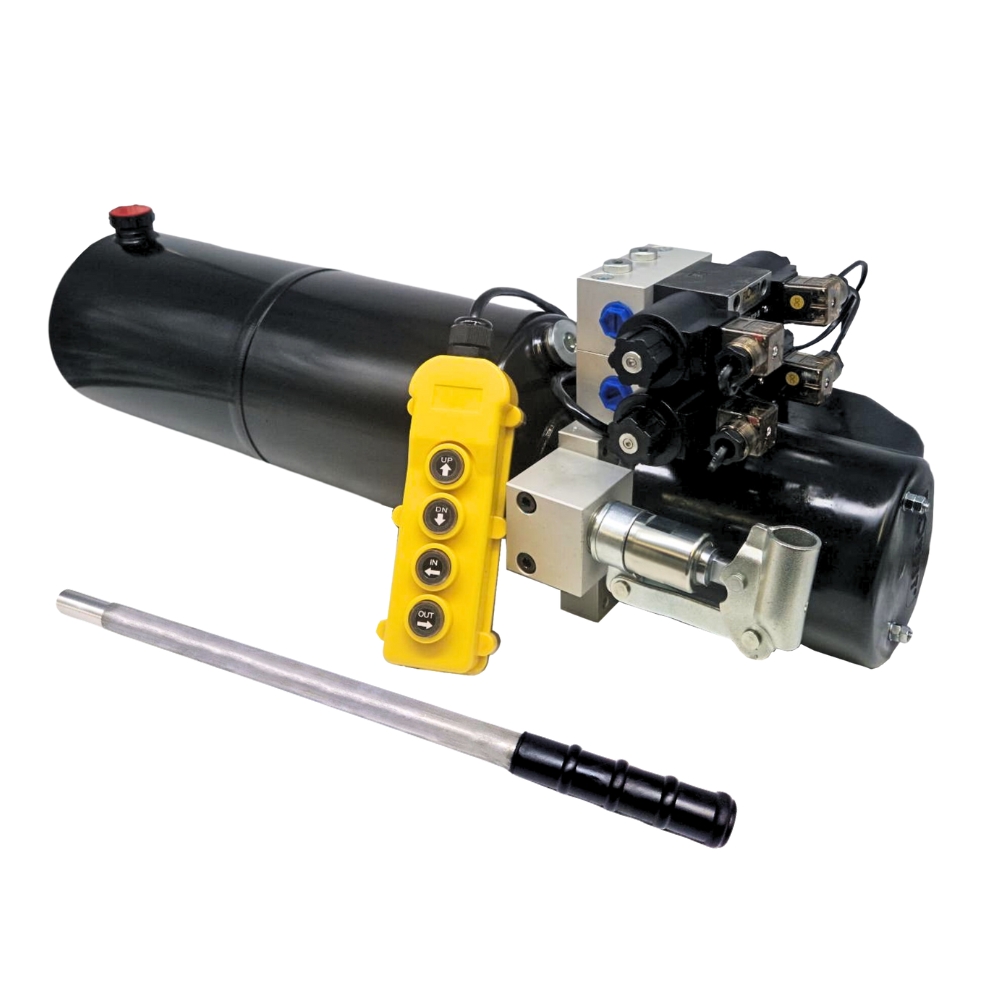 24V DC D/Acting, Double Solenoid Power Pack 12L Steel Tank & Hand Pump