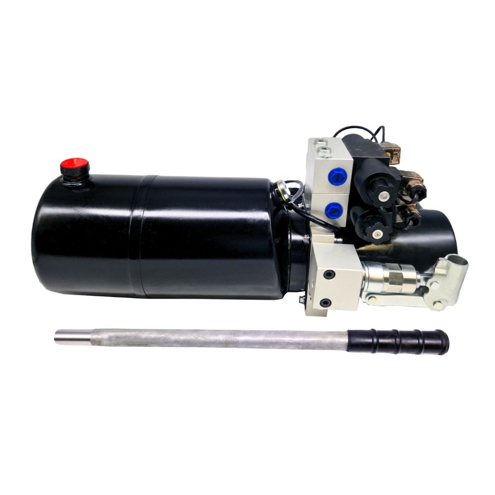 12V DC D/Acting, Double Solenoid Power Pack 8L Steel Tank & Hand Pump